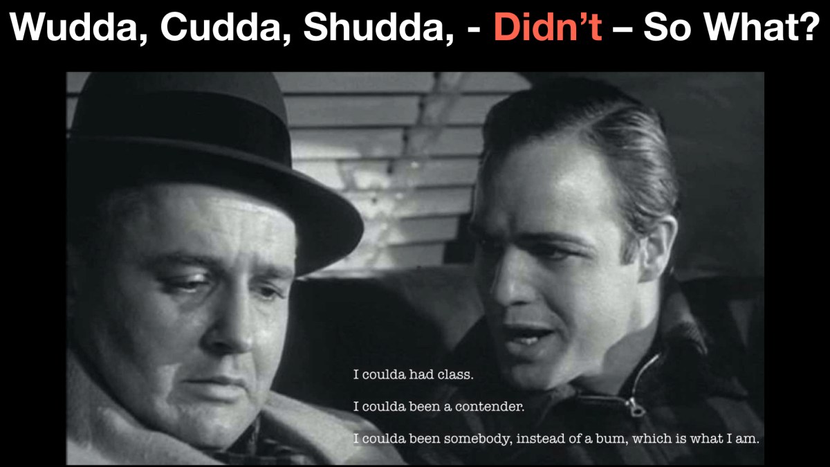 Wudda, Cudda, Shudda – Didn’t – So What? | Mike Finn's Fiction